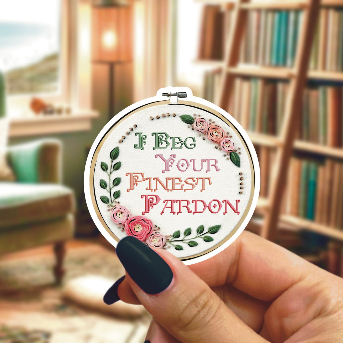 “I Beg Your Finest Pardon” Sticker – Velvet in Verse